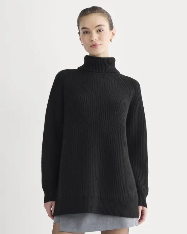 Everlane Cocoon Wool-cashmere Turtleneck Sweater - Black