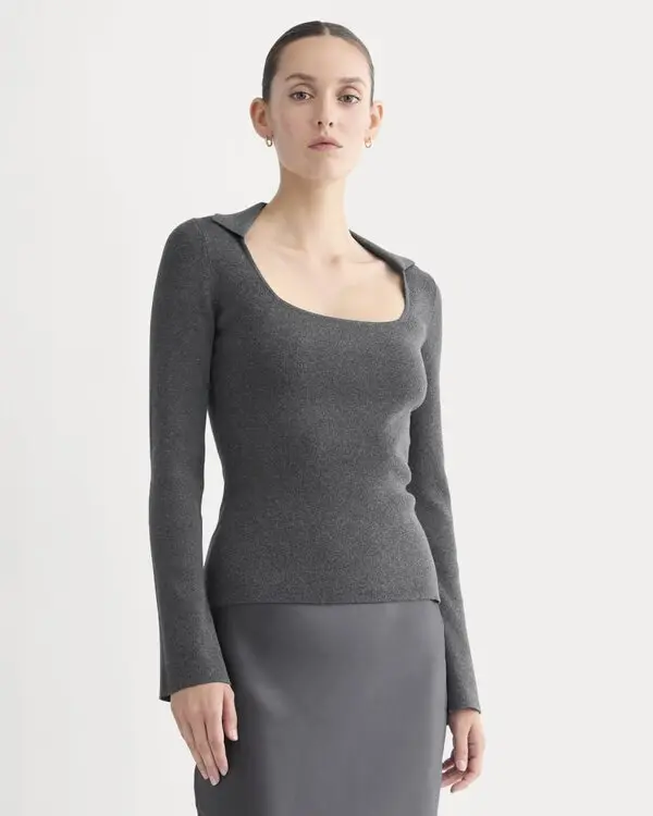 Everlane Knit Scoop-neck Top - Heathered Soot
