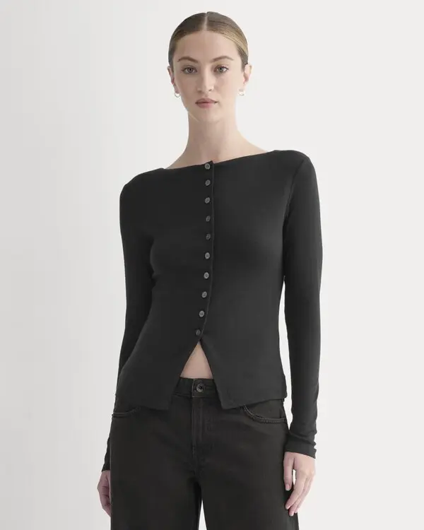 Everlane Button-up Butterluxe Top - Black