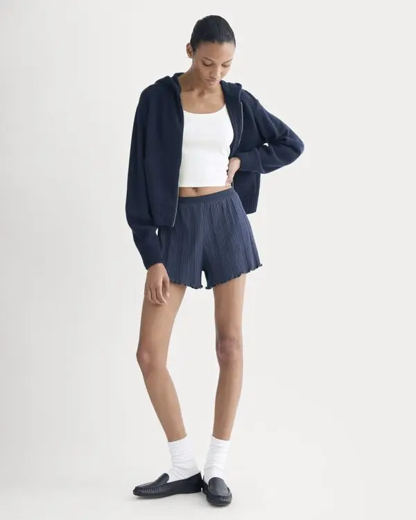 Everlane Ribbed Knit Lounge Shorts - Navy