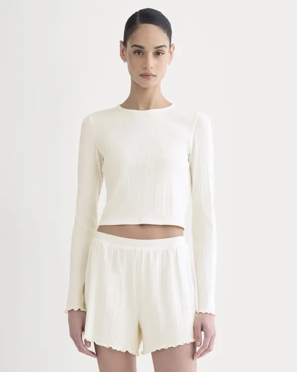 Everlane Lounge Rib Cropped Shirt - Bone