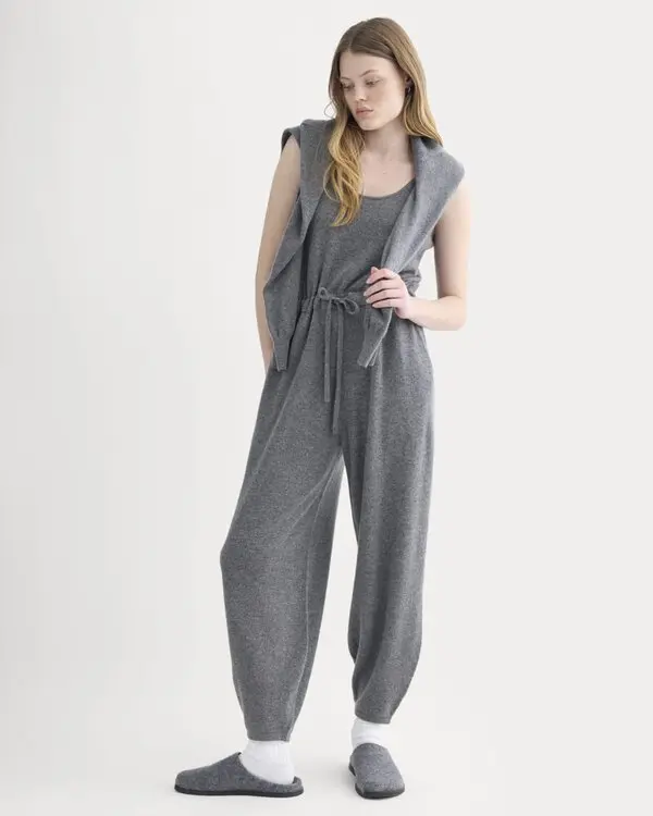 Everlane Cashmere Lounge Jumpsuit - Heather Charcoal