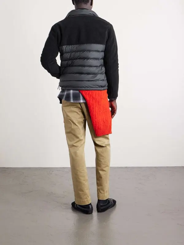 Moncler Panelled Fleece And Quilted Shell Down Jacket - Black
