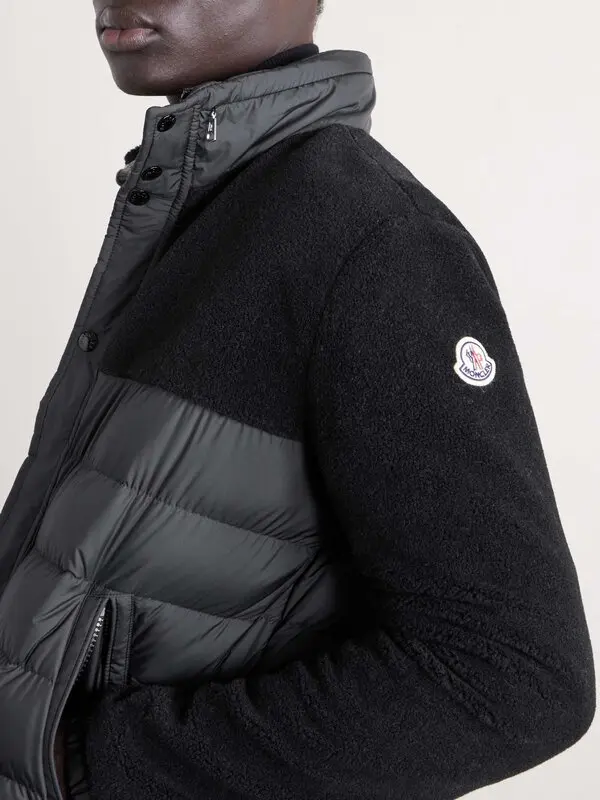 Moncler Panelled Fleece And Quilted Shell Down Jacket - Black