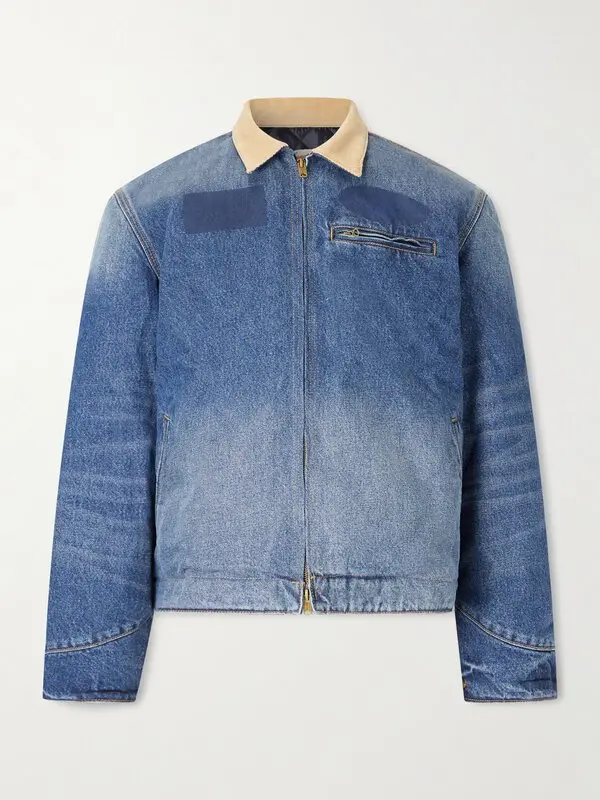 CHERRY LOS ANGELES Corduroy-trimmed Denim Work Jacket - Blue
