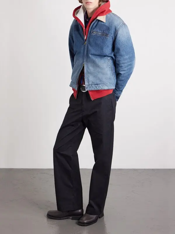 CHERRY LOS ANGELES Corduroy-trimmed Denim Work Jacket - Blue