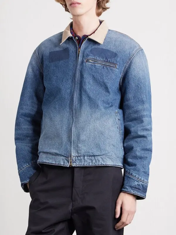 CHERRY LOS ANGELES Corduroy-trimmed Denim Work Jacket - Blue