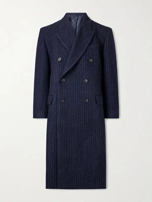 BODE Waldorf Double-breasted Pinstriped Virgin Wool Coat