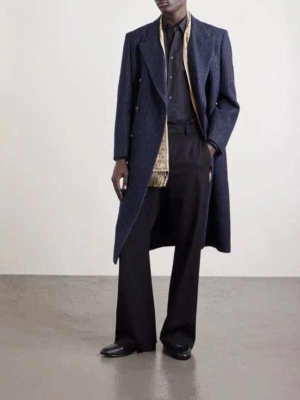 BODE Waldorf Double-breasted Pinstriped Virgin Wool Coat