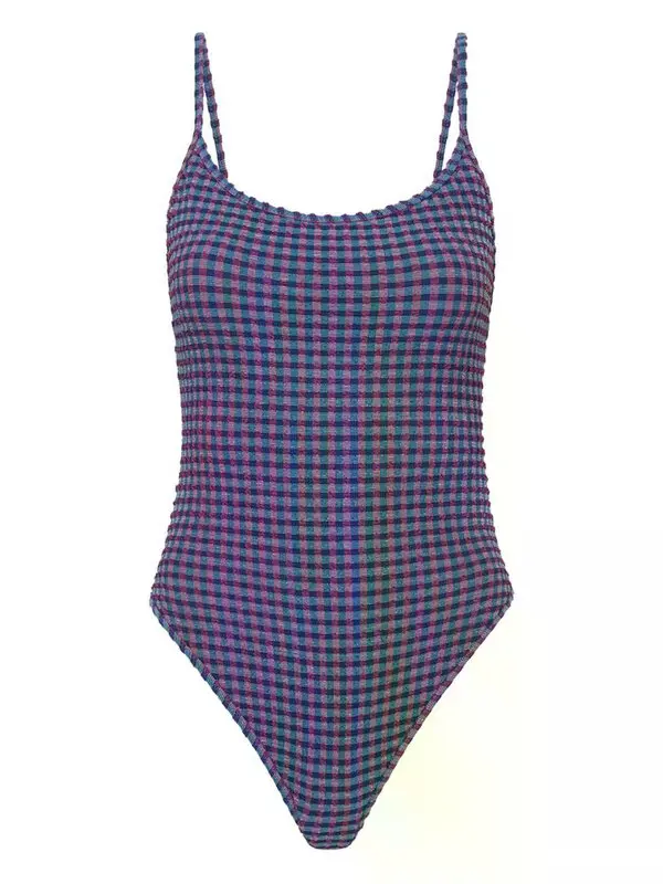 The Upside Aliki Flow Check-pattern One-piece Swimsuit - Blue