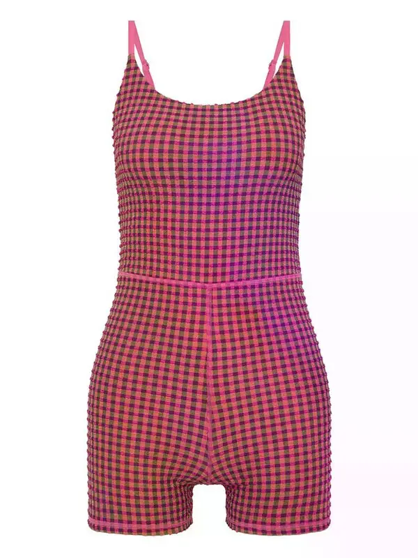 The Upside Aliki Kiva Check-pattern Playsuit - Pink