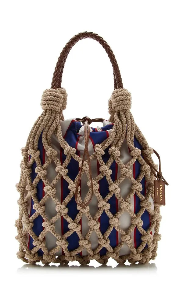 Prada Noué Cotton Macramé Tote - Neutral