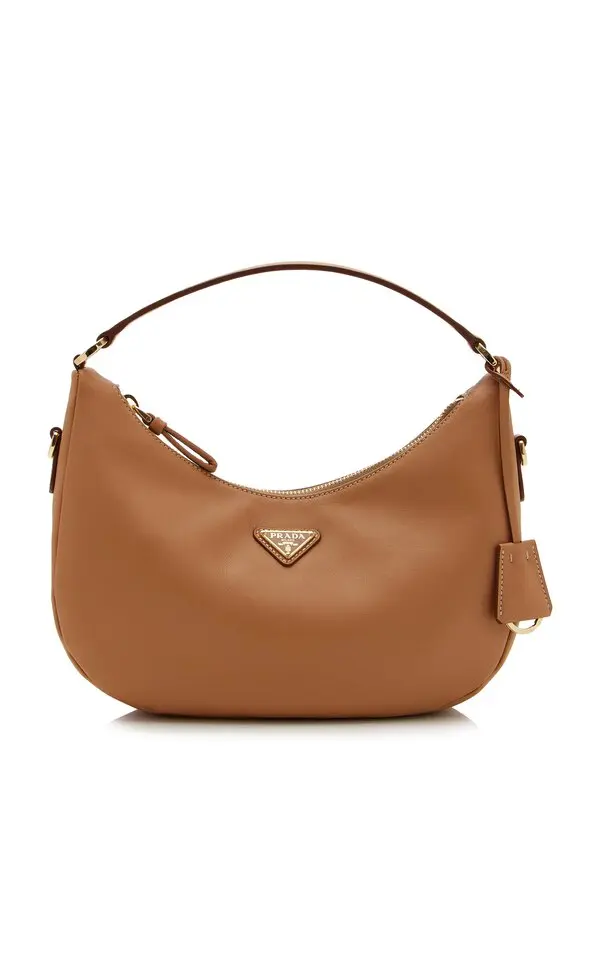 Prada Arqué Leather Shoulder Bag - Brown