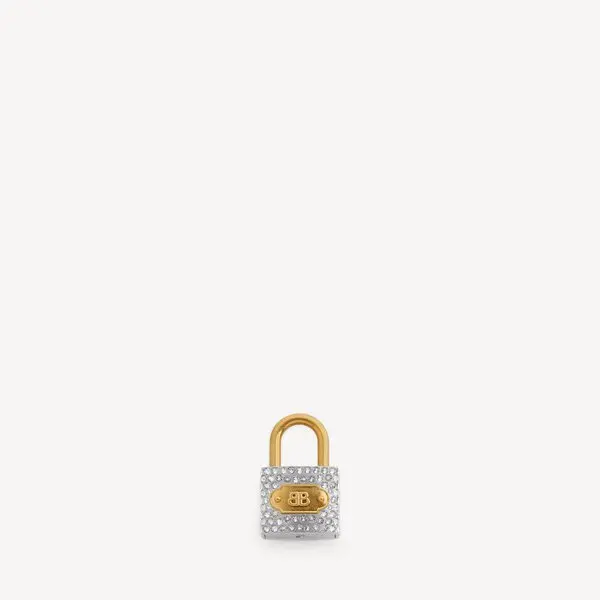 Balenciaga Charm/keychain Bb Padlock With Rhinestones - Silver