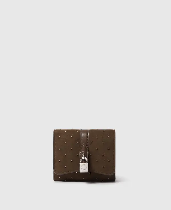 Stella McCartney Ryder Studded Tri-fold Wallet - Moka