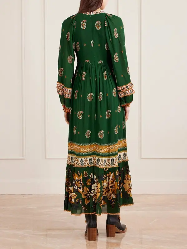 Farm Rio Ayla Ruffled Maxi Dress - Green | Editorialist