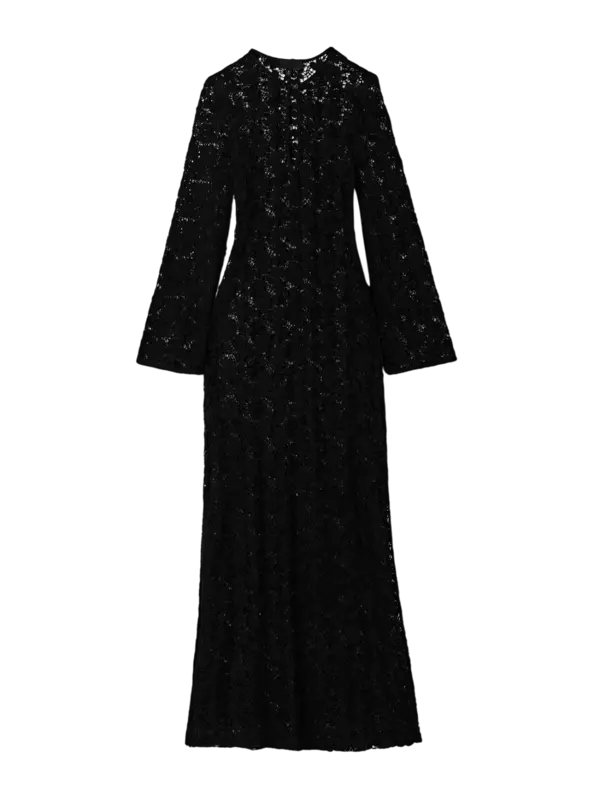 NILI LOTAN Della Crochet Cotton Maxi Dress - Black