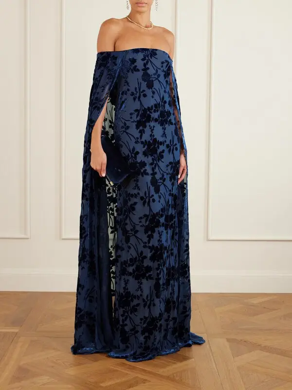 RODARTE Cape-effect Devoré-velvet Gown