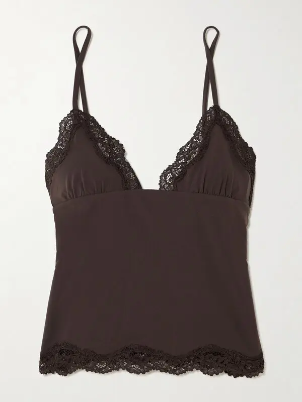 SKIMS Fits Everybody Lace Triangle Cami - Brown