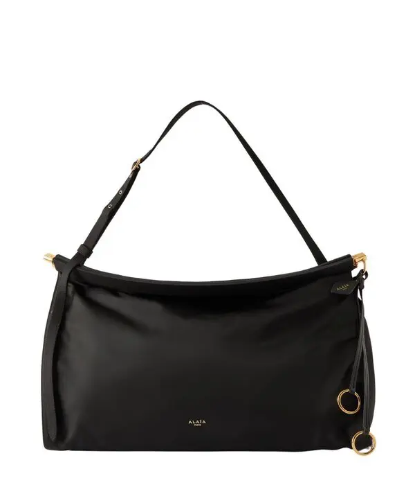 Alaïa Click E/w Large Leather-trimmed Shoulder Bag - Black