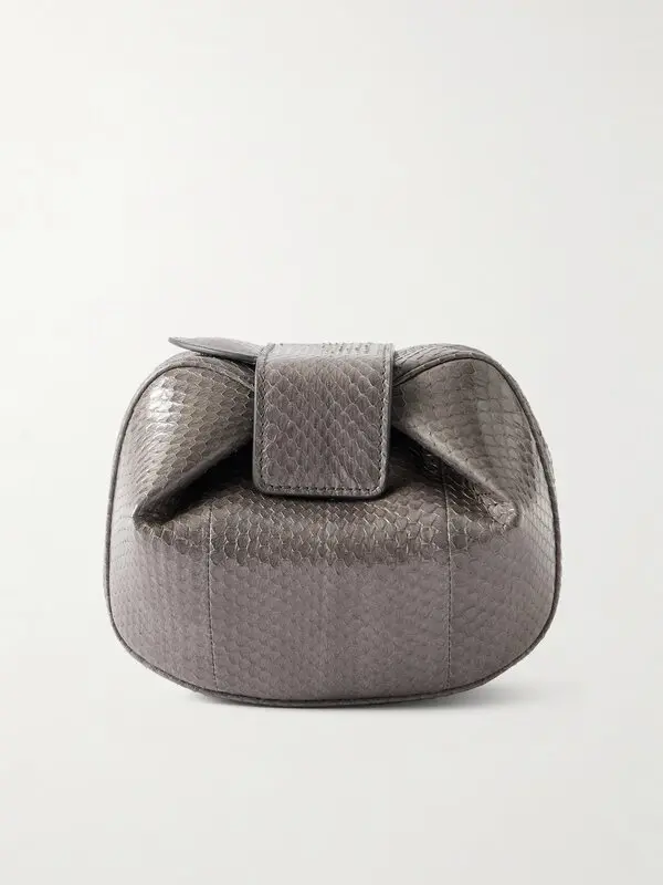 Gabriela Hearst Soft Demi Snake-effect Leather Clutch - Gray