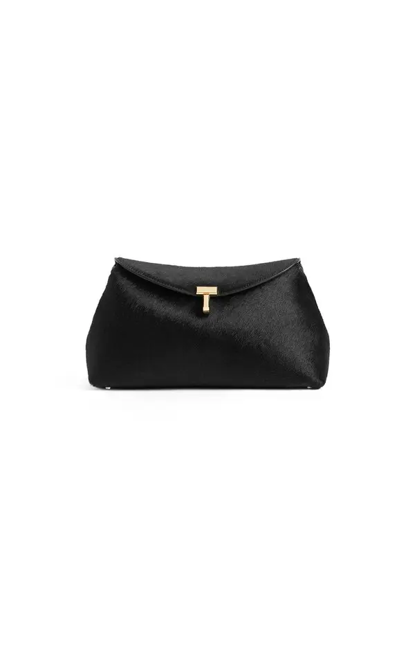 TOTEME T-lock Pony Hair Clutch - Black