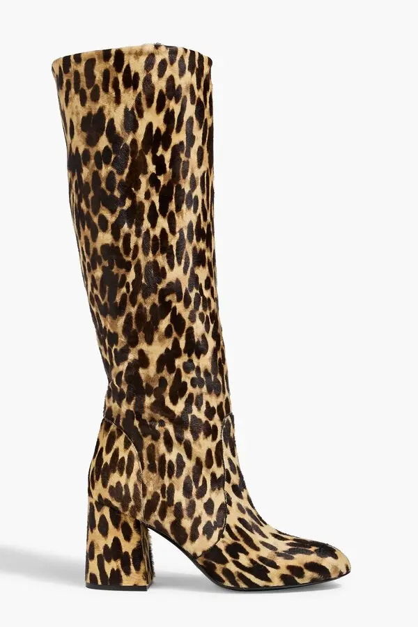 STUART WEITZMAN Leopard-print Calf Hair Knee Boots