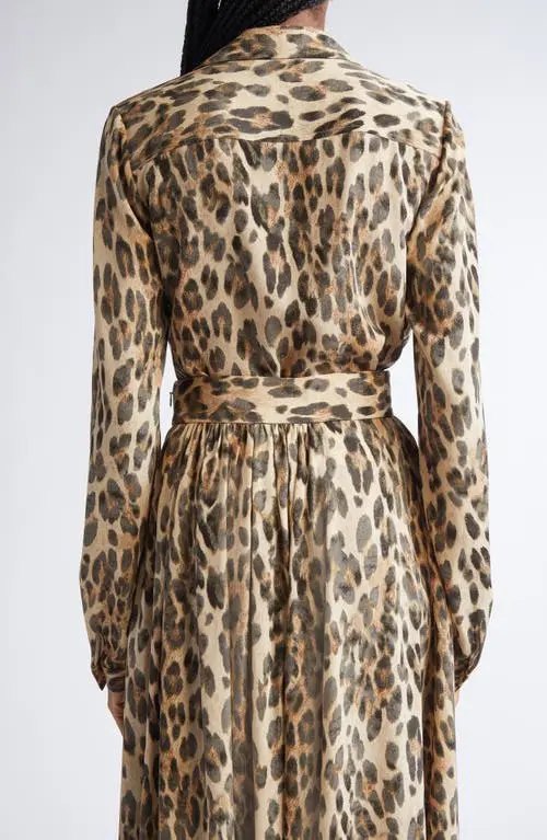 St. John Leopard Print Silk Georgette Shirt