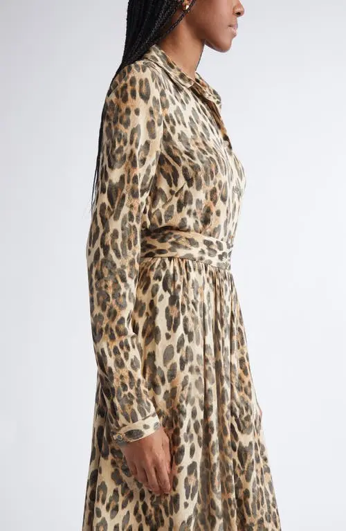 St. John Leopard Print Silk Georgette Shirt