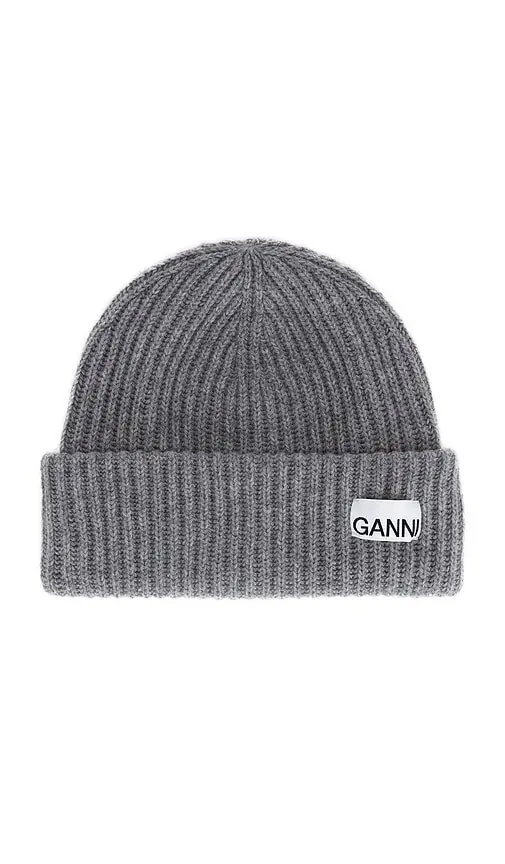 GANNI Structured Rib Beanie - Paloma Melange