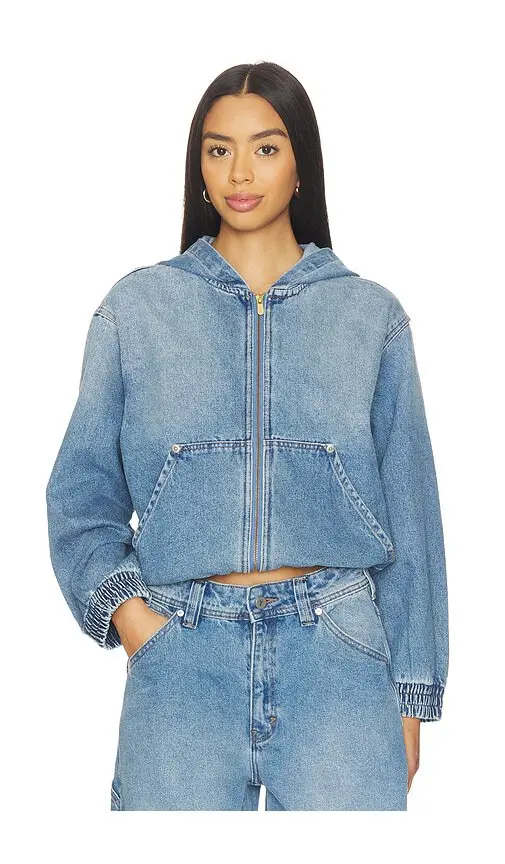 Abrand Denim Hooded Bomber Jacket