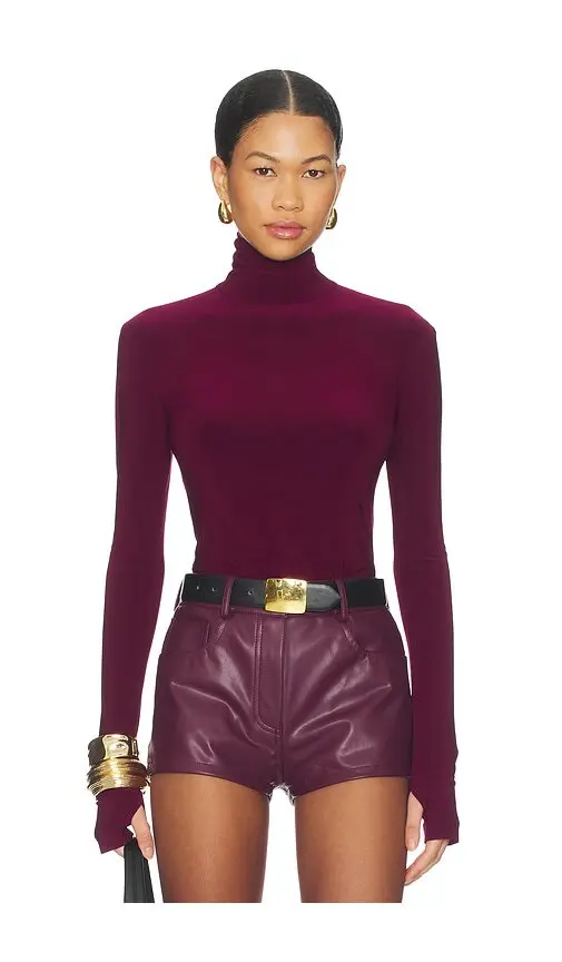 Norma Kamali Long Sleeve Turtleneck Top - Plum