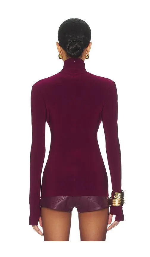 Norma Kamali Long Sleeve Turtleneck Top - Plum