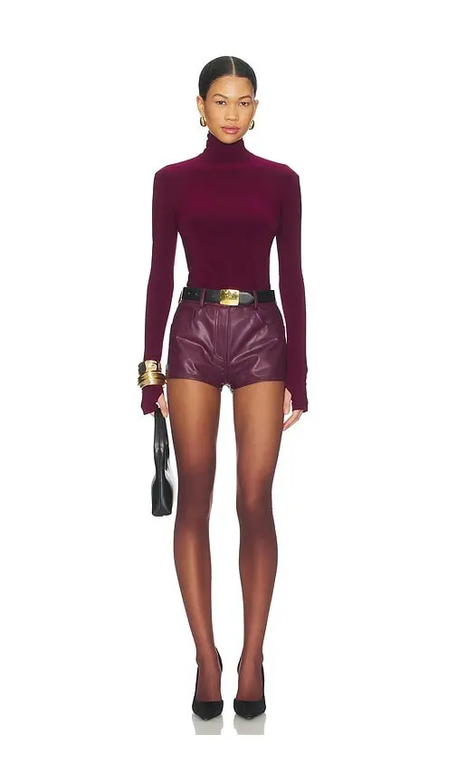 Norma Kamali Long Sleeve Turtleneck Top - Plum