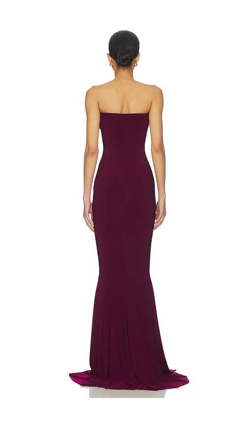 Norma Kamali Strapless Shirred Fishtail Gown - Plum