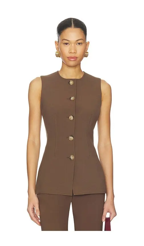 Veronica Beard Tailored Ponte Vest - Walnut