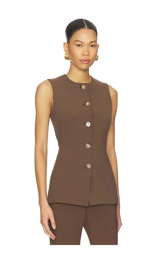 Veronica Beard Tailored Ponte Vest - Walnut