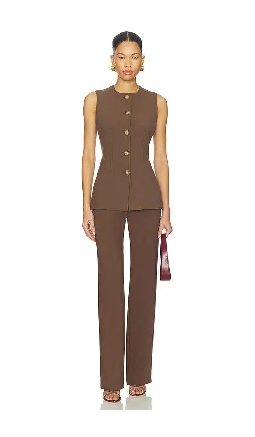 Veronica Beard Tailored Ponte Vest - Walnut