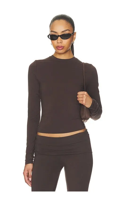 SKIMS Cotton Jersey Long Sleeve T-shirt - Espresso