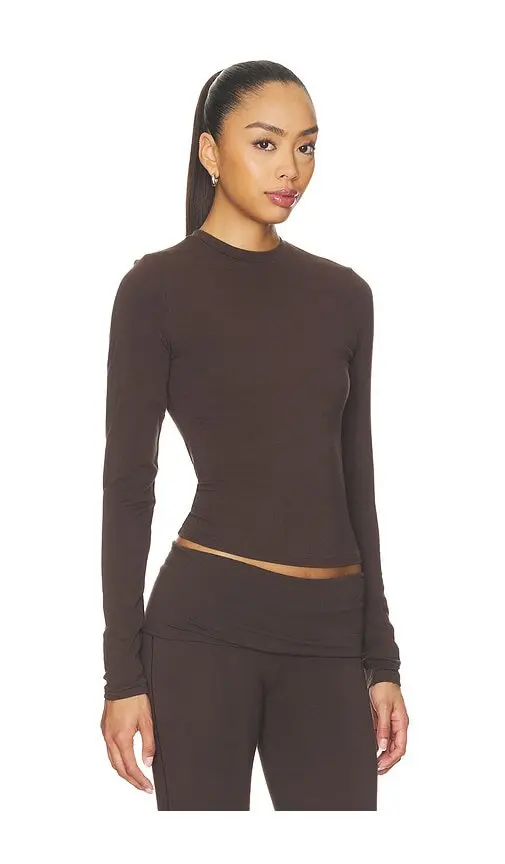 SKIMS Cotton Jersey Long Sleeve T-shirt - Espresso