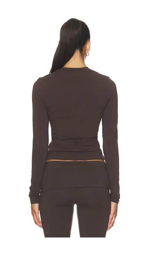 SKIMS Cotton Jersey Long Sleeve T-shirt - Espresso
