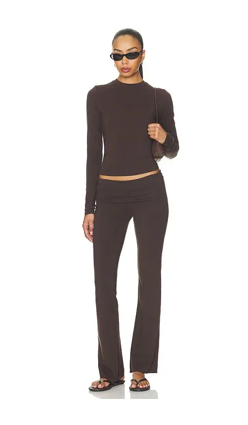 SKIMS Cotton Jersey Long Sleeve T-shirt - Espresso