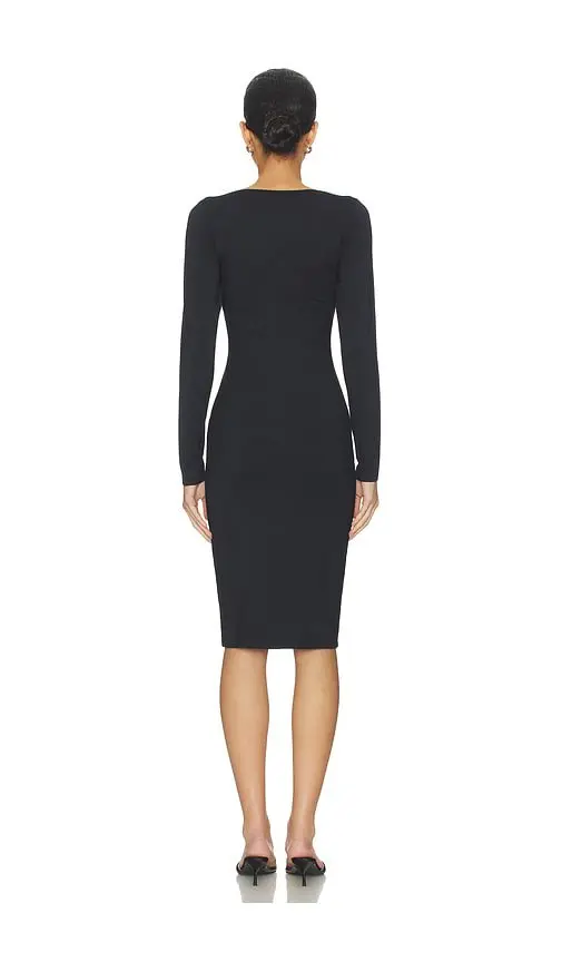 SKIMS Smooth Layers Square Neck Long Sleeve Midi Dress - Obsidian