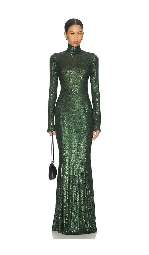 Norma Kamali Long Sleeve Fishtail Gown
