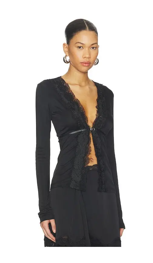 VAILLANT Long Sleeve Fitted Cardigan - Black