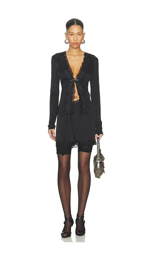 VAILLANT Long Sleeve Fitted Cardigan - Black
