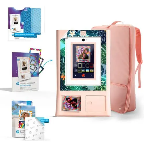 HP Sprocket Photobooth 3x4" Photo Printer Bundle - Pink