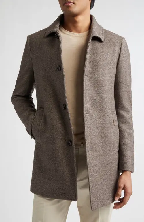 MOORER Virgin Wool Mouliné Monferrato Coat - Taupe