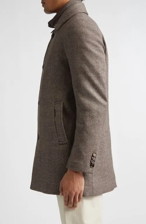 MOORER Virgin Wool Mouliné Monferrato Coat - Taupe