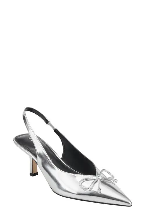 Marc Fisher Gretel Slingback Pointed Toe Bow Pump - Silver